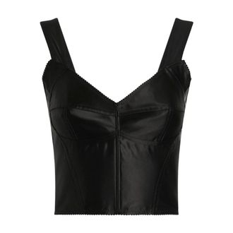 Dolce & Gabbana Femme, Blouses et Chemises, Noir, Taille: 40 FR Top en satin &eacute;lastique