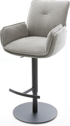 DELIFE Barstuhl Nela-Flex Strukturstoff Soft Grau Drehfu&szlig; h&ouml;henverstellbar Metall Schwarz, Barst&uuml;hle