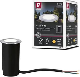 Paulmann 94365 LED Außenleuchte Bodeneinbauleuchte IP67 rund incl. 1x2 Watt Edelstahl gebürstet Außenlampe Edelstahl, Kunststoff 3000 K