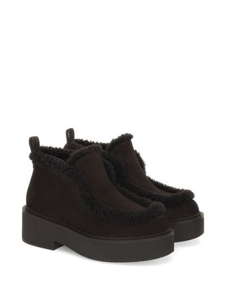 Gianvito Rossi Shearling-Trimmed Suede Boot - Black