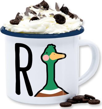 Shirtracer Emaille Tasse Blechtasse - Tassen - R Ente I Rente Geschenk Rentner I Rentnerin I Ruhestand Geschenk - 300 ml - Weiß Blau - geschenkideen kollege reti