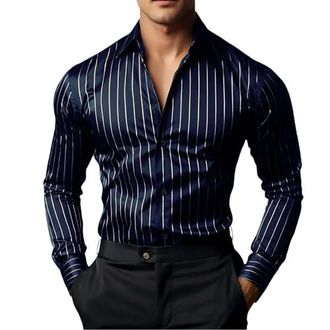 Generic Chemise noire &agrave; manches longues pour homme avec imprim&eacute; g&eacute;om&eacute;trique 3D - Motif triangle moderne boutonn&eacute; pour une tenue d&eacute;contract&eacute;e et de f&ecirc;te &eacute;l&eacute;gan