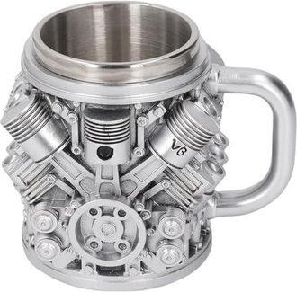 CHICIRIS YDuupxe Tasse &agrave; caf&eacute; de Moteur dautomobile de R&eacute;sine dacier Inoxydable, Tasse Portative de Conception 3D pour les Boissons Froides Chaudes, Cadeaux de