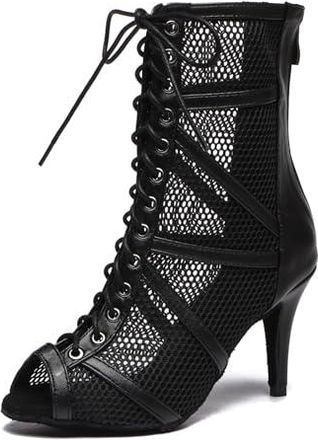 Miyoopark Chaussures de danse pour femme - Talon haut - Bottes de soir&eacute;e latine, L555 Noir 8 Talon 5 cm, 39.5 EU