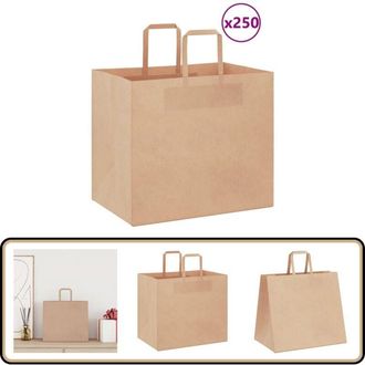 vidaXL Vidaxl - Papiertragetaschen 250 Stk. mit Henkeln Braun 32x22x28 cm