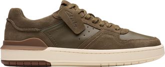 Clarks Premium Herren Courtlite2 Lo Sneaker, Khaki Suede, 44 EU