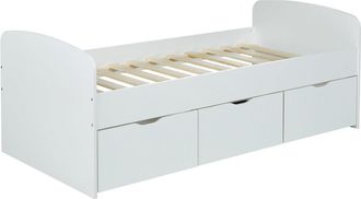 Vente-Unique WEBER INDUSTRIES Bett mit 2 Schubladen & 1 Bettkasten - 90 x 190 cm - Wei&szlig; - LOUANE