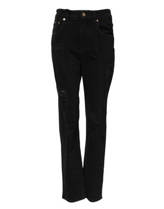 Dolce & Gabbana Womens Black Boyfriend Cotton Flared Denim Jeans Elastane Clothing