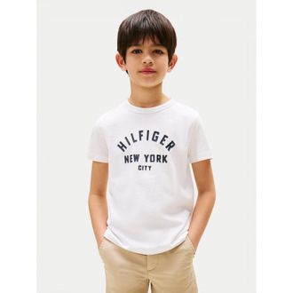Tommy Hilfiger T-Shirt Curved Graphic KB0KB09800 Wei&szlig; Regular Fit