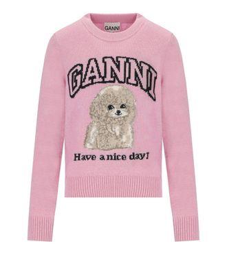 Ganni PULL &Agrave; COL ROND POODLE ROSE GANNI
