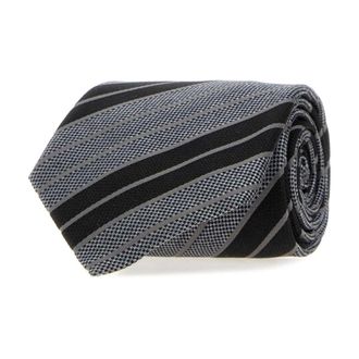 Saint Laurent Breite gestreifte Seidenjacquard-Krawatte - - Accessories - unisex - Grau - ONE SIZE