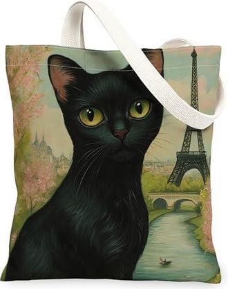 Generic Sac fourre-tout en toile motif chats Spring Bombays pour faire du shopping 33 x 38,1 cm, sac d&eacute;picerie r&eacute;utilisable pour femme, animal de compagnie, p