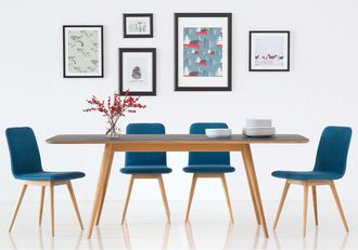 Studio Copenhagen home24 Polsterstuhl 2er-Set 45 x 85 x 60cm Stoff Muya: Petrol Blau/Petrol