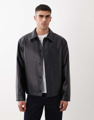 Asos Surchemise en imitation cuir - Noir