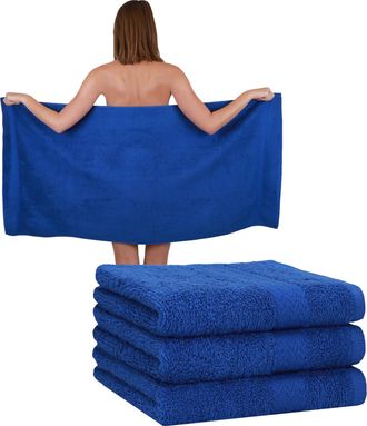 Betz 4 Stück Strandtücher Duschtücher Set Größe 70x140 cm Duschhandtuch Badetuch Strandtuch Handtuch Premium 100% Baumwolle Farbe Royalblau