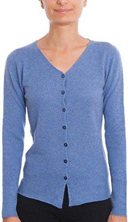 DALLE PIANE CASHMERE Cardigan 100% Cachemire, Made in Italy - Femme, Couleur: Bleu Clair, Taille: S