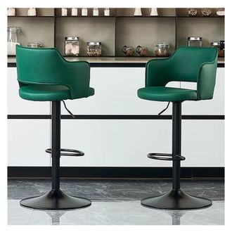 Generic Moderne, H&ouml;henverstellbare Drehhocker f&uuml;r K&uuml;chentheken, 2Er-Set, mit Kunstlederbezug, R&uuml;cken- und Fu&szlig;st&uuml;tze, f&uuml;r K&uuml;cheninseln, 46-82 cm