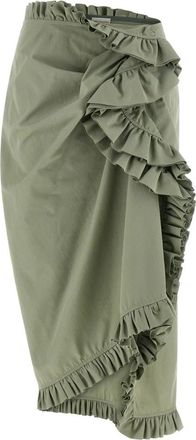 Dries Van Noten Femme, Jupes, Vert, Taille: 38 FR Sina Cotton Midi Skirt