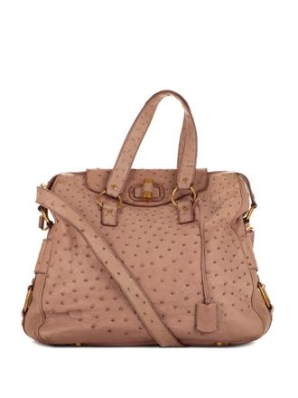 Saint Laurent sac port&eacute; &eacute;paule en cuir dautruche - Rose