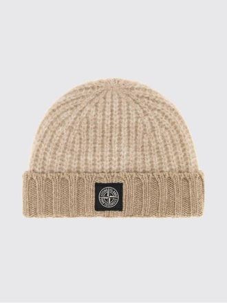 Stone Island Bonnet en laine dalpaga m&eacute;lang&eacute;e avec revers et logo