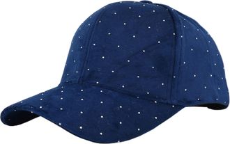 styleBREAKER Damen Baseball Cap mit Strass Nieten | 6-Panel Samt Basecap mit gebogenem Schirm | Verstellbare Einfarbige Kappe mit Klettverschluss 56-59 cm, Farbe:D