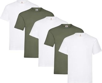 Fruit Of The Loom Lot de 5 T-shirts en coton épais pour homme, Tailles M L XL XXL 3XL, différents assortiments de couleurs, XXXL