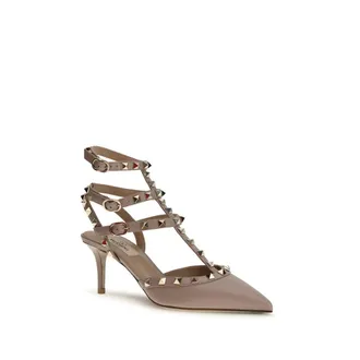 Valentino Garavani Womens Rockstud Heel Beige Calf Leather Bos