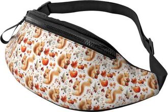 Generic Imprim&eacute; De Fruits Avec Un &Eacute;cureuil Mignon Sacs Banane R&eacute;glable Sac Banane Polyvalent Fanny Pack Pour Vacances Camping Ext&eacute;rieur 14X35Cm