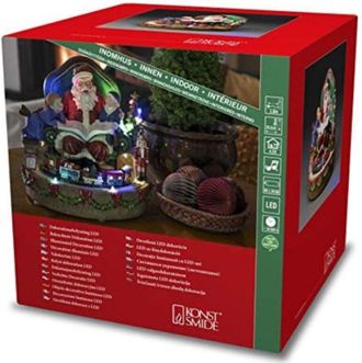 Konstsmide 4215-000 LED Weihnachtsmann mit Kindern und Zug, wählbare Energiefunktion und 8 klassischen Weihnachtsliedern, 12 bunte Dioden, 4.5V