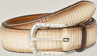 Reptiles House Scar-Schnalle und Gürtel aus Elaphe-Schlangenleder - Beige