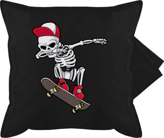 Shirtracer Kissenbezug - Kissen - Dabbing Skelett Skateboard | Dab Skelett Skater Cool - 50 x 50 cm - Schwarz - kissenbez&uuml;ge