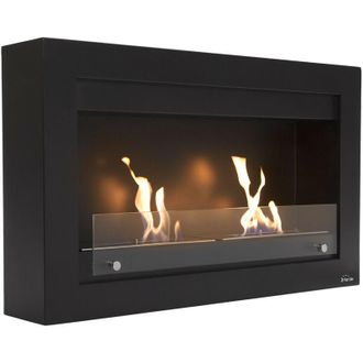 Purline Purline - Bioethanol-Wandkamin gro&szlig;er Breite aus schwarzem Stahl mit doppelter Flamme