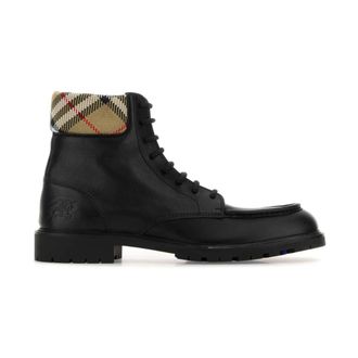 Burberry Homme, Chaussures, Noir, Taille: 44 EU Bottines &agrave; Lacets avec Motif Check Iconique