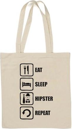 Generic Eat Sleep Hipster Repeat Sac fourre-tout en coton naturel Blanc