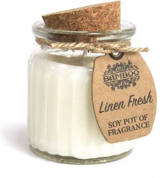 Bambooa Soy Pot Of Fragrance Soja-Duftkerze, Kerze im Glas - Duft: Linen Fresh