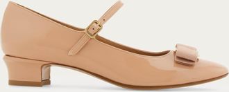 Ferragamo Damen Mary Jane mit Vara-Schleife Beige Größe 35.5