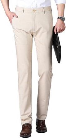 Generic Pantalon habill&eacute; confortable et dissimul&eacute; &agrave; taille extensible pour homme - Jambe droite - Pantalon fin d&eacute;t&eacute; pour homme - Coupe r&eacute;guli&egrave;re, kaki, 44