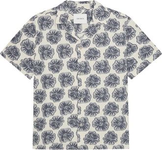 Les Deux Dahlia Jacquard Kurzarmhemd - - Shirts - Herren - Blau - M