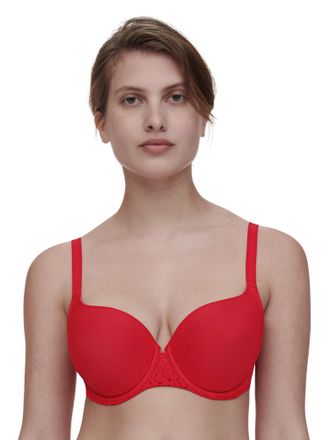 Chantelle T-Shirt-BH CHANTELLE NORAH, Damen, Gr. 75, Cup E, rot (poppy rot), Obermaterial: 85% Polyamid, 15% Elasthan, BHs T-Shirt-BH, weiche Spitze, blickdicht