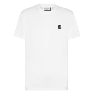 Philipp Plein Homme, Tops, Blanc, Taille: M T-Shirt Col Rond