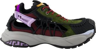 Versace Homme, Chaussures, Multicolore, Taille: 41 1/2 EU Paniers en Cuir et Tissu Moderne