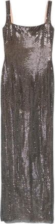 Self Portrait Square-neck Rhinestone-embellished Maxi Dress