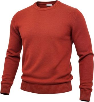 Stenstr&ouml;ms Homme, Pulls, Orange, Taille: L Pull en Laine M&eacute;rinos &Eacute;paisse &agrave; Col Rond Kraftig