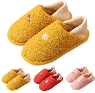 Generic Pantoufles de chambre à coucher pour femme - Pantoufles dhiver à enfiler avec dos - Pantoufles pour la maison - Joli flocon de neige - Jolies chausset