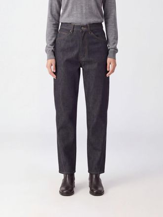 Christophe Lemaire Jean droit taille mi-haute en denim de coton gris