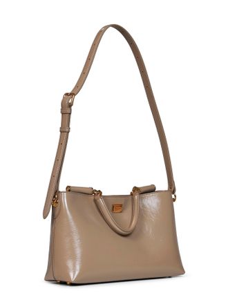 Dolce & Gabbana Womens Leather Handbag Vittoria Beige Calf Handbags Hand Bags