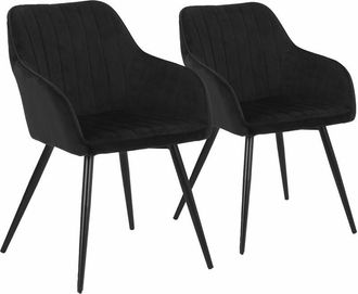 Happy Garden Happy Garden - Lot de 2 chaises en velours bertille noires