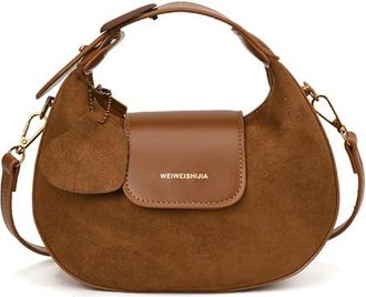 Generic Sac &agrave; bandouli&egrave;re en daim synth&eacute;tique pour femme avec sangle r&eacute;glable en forme de croissant de lune pour le travail, le shopping, les voyages, marron,