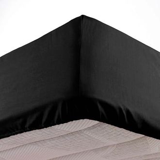 Douceur d'Int&eacute;rieur Drap Housse (140 x 190 cm) Oscar Noir, Microfibre Unie