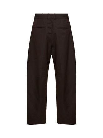 STUDIO NICHOLSON Mens Tailored Trousers Fume Coffee Virgin Wool Brown